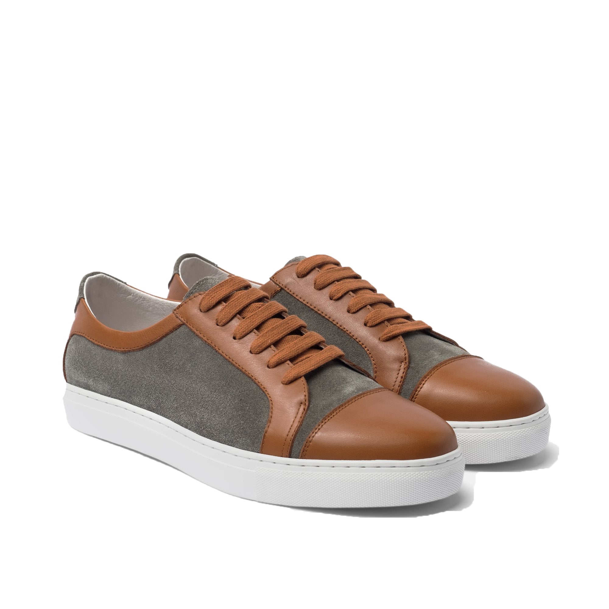 Tan Leather and Grey Suede Angus Lace Up Sneakers – NCR - Costoso Italiano